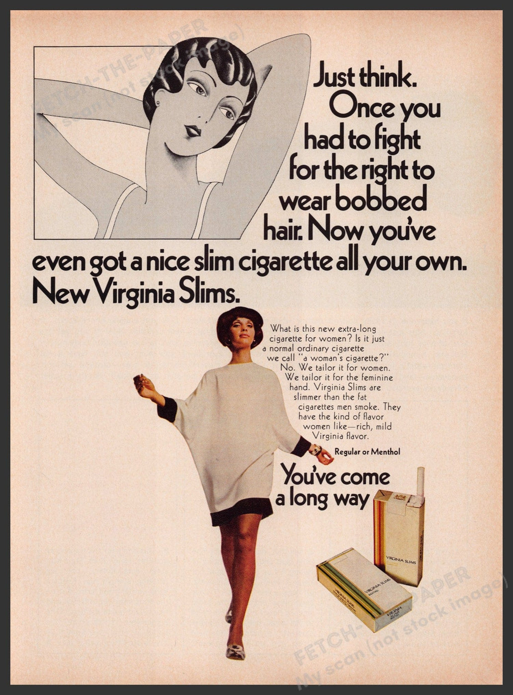 Virginia Slims Cigarettes Bobbed Hair 1960s Print Advertisement Ad 196 ...