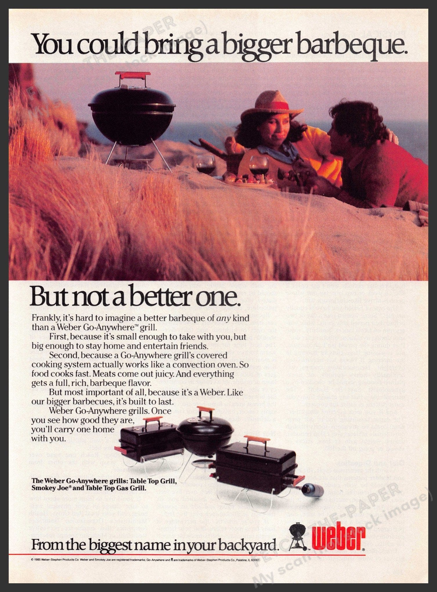 Vintage 1985 Weber Go-Anywhere Grill Magazine Ad - Beach Scene — Fetch ...