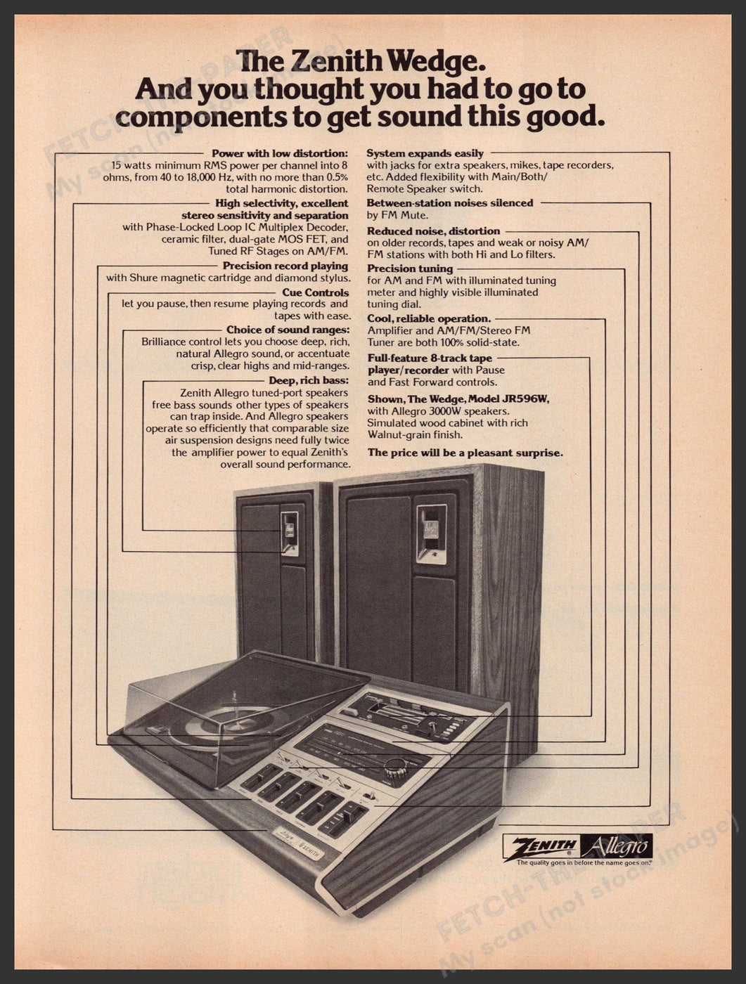 1977 Zenith Wedge JR596W Print Ad - High-Fidelity Audio System — Fetch ...