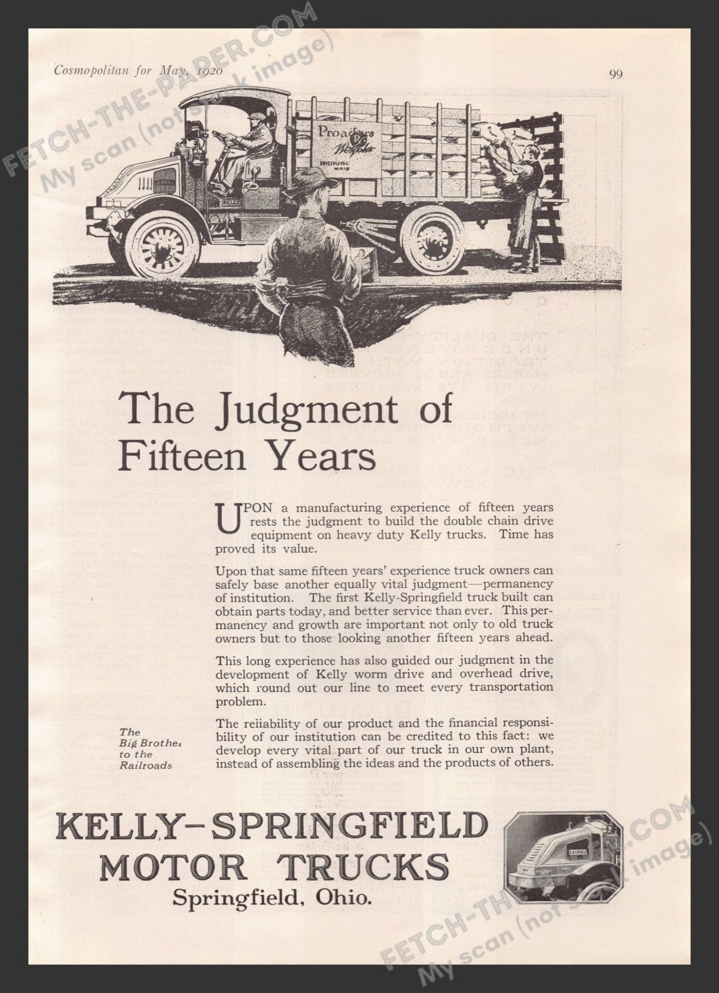 Kelly-Springfield Motor Trucks 1920s Print Advertisement — Fetch-the-Paper