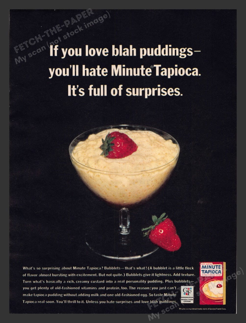 Minute Tapioca Pudding 1960s Print Advertisement Ad 1963 — Fetch-the-Paper