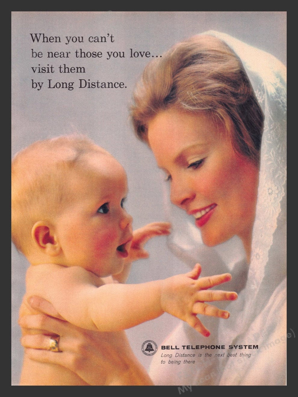 Vintage 1964 Bell Telephone System Mother and Baby Ad — Fetch-the-Paper