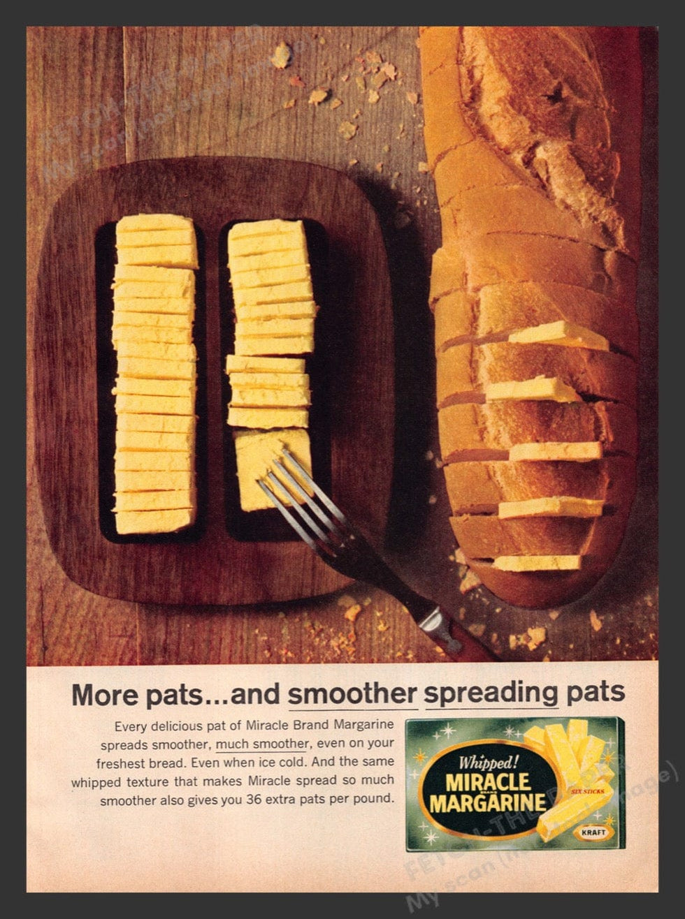 1965 Kraft Whipped Miracle Margarine Loaf of Bread Print Advertisement ...