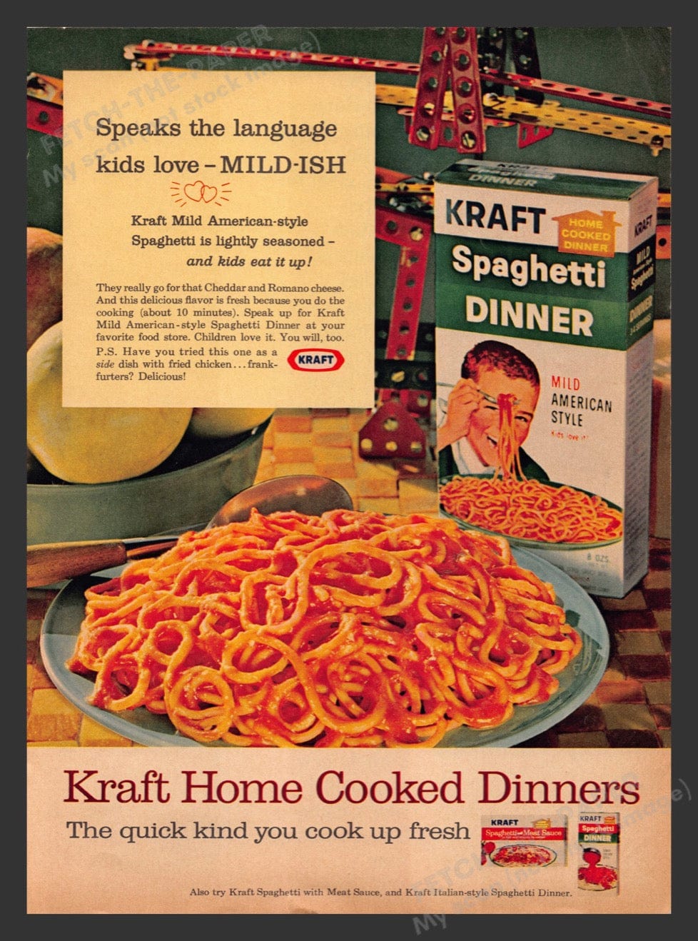 Vintage 1966 Kraft Spaghetti Dinner Print Ad - 1960s Collectible ...