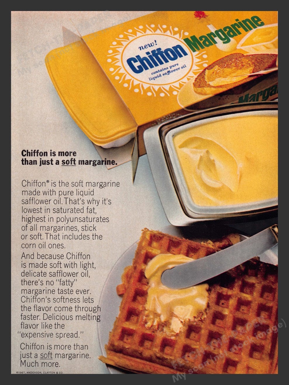 Vintage 1967 Chiffon Margarine Print Ad - Soft & Healthy — Fetch-the-Paper
