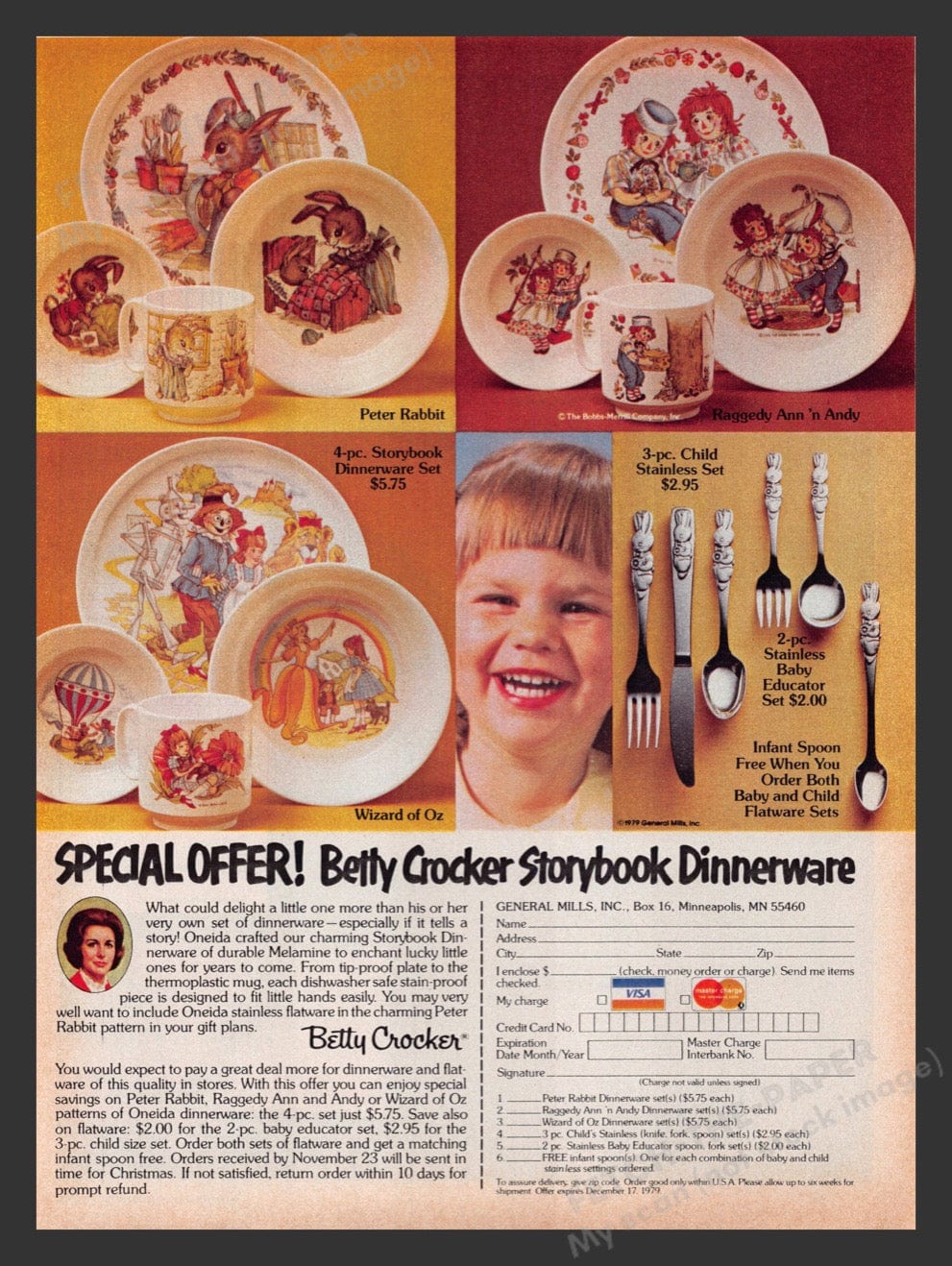 1979 Betty Crocker Storybook Dinnerware Kids Print Ad — Fetch-the-Paper