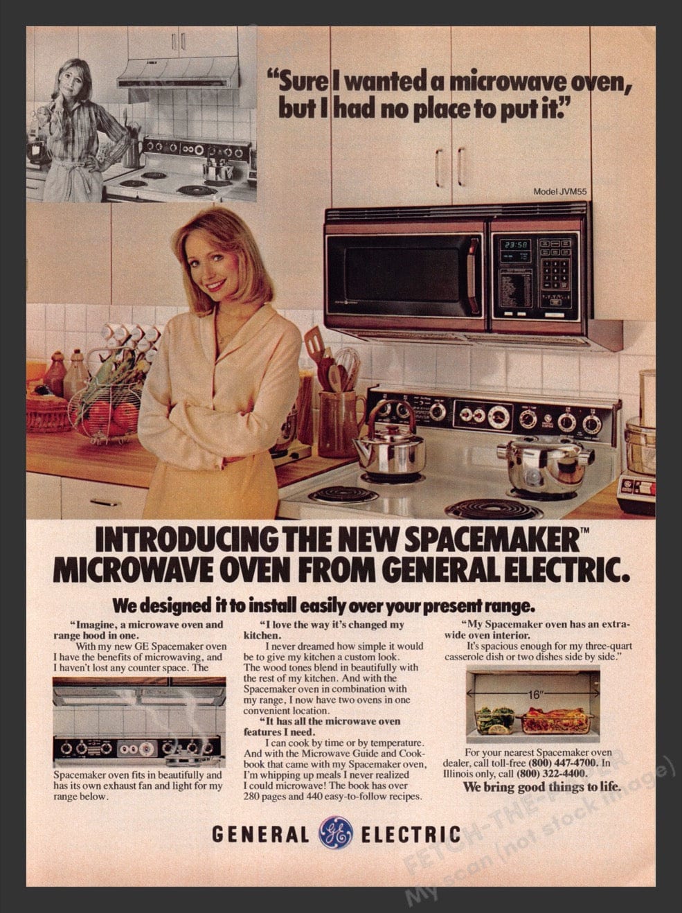 1980s General Electric Spacemaker JVM55 Microwave Print Ad — Fetch-the ...