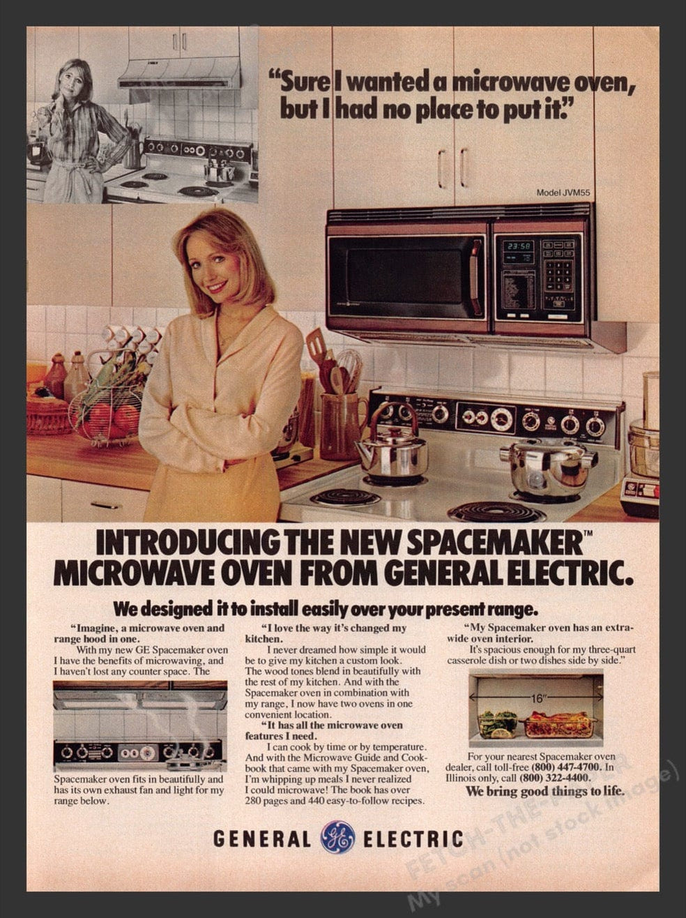 1980s General Electric Spacemaker JVM55 Microwave Print Ad — Fetch-the ...