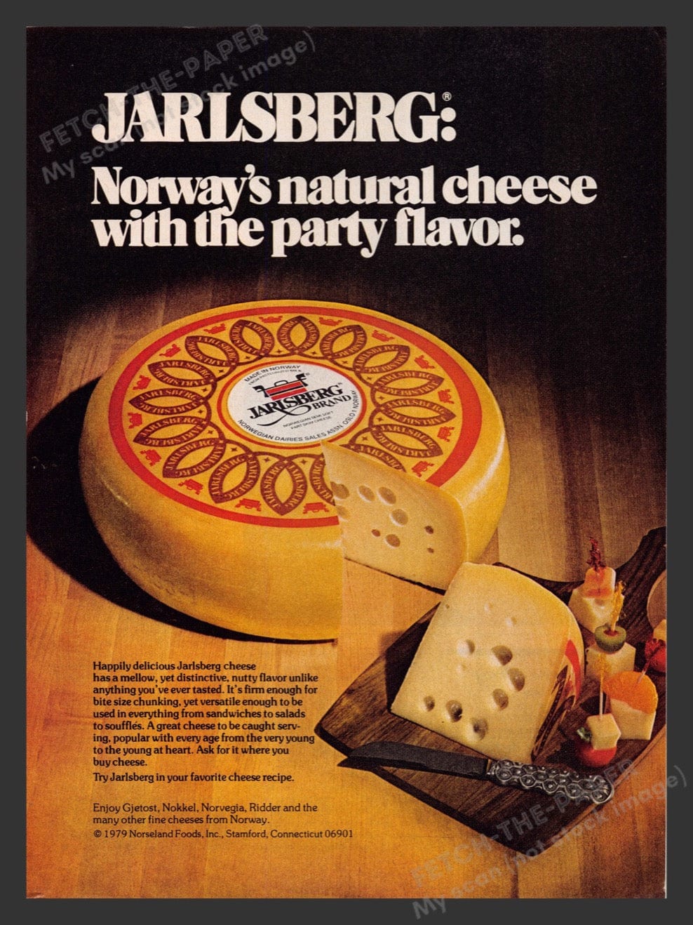 Jarlsberg Cheese Wheel Norway 1980s Print Advertisement Ad 1980 — Fetch ...
