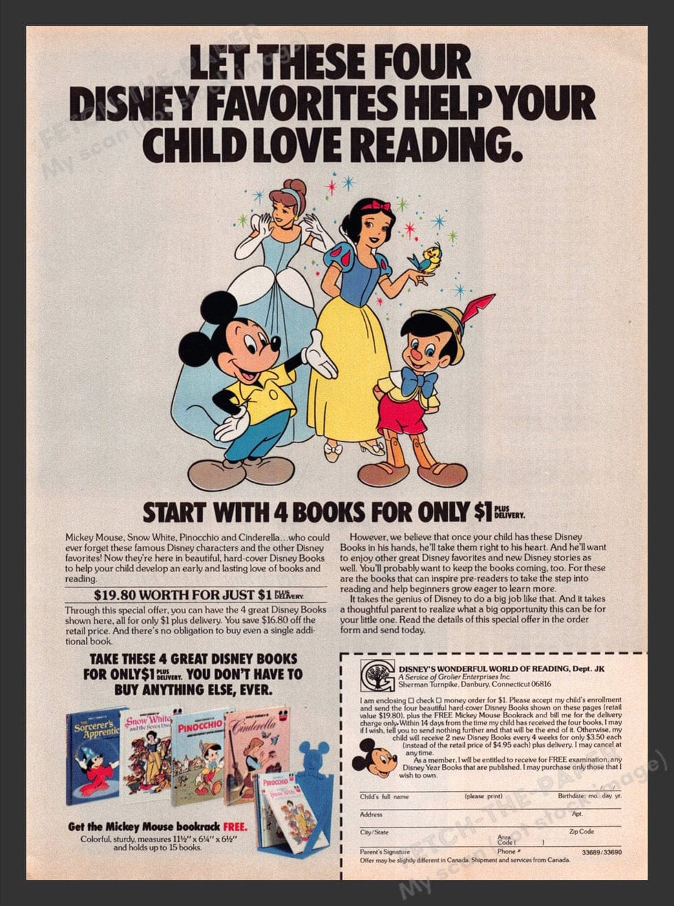 1982 Disney's Wonderful World of Reading Books Cartoon Print Advertise ...
