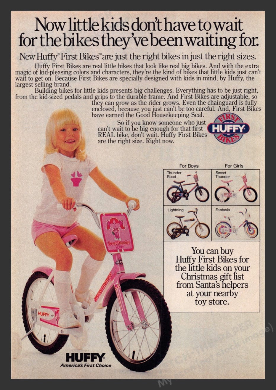 1983 Huffy First Bike Sweet Thunder Girl's Bike Print Advertisement Ad ...