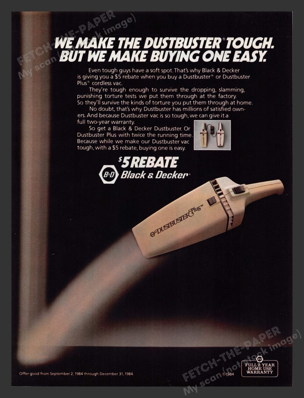 1984 Black & Decker Dustbuster Plus Handheld Vacuum Ad — Fetch-the-Paper