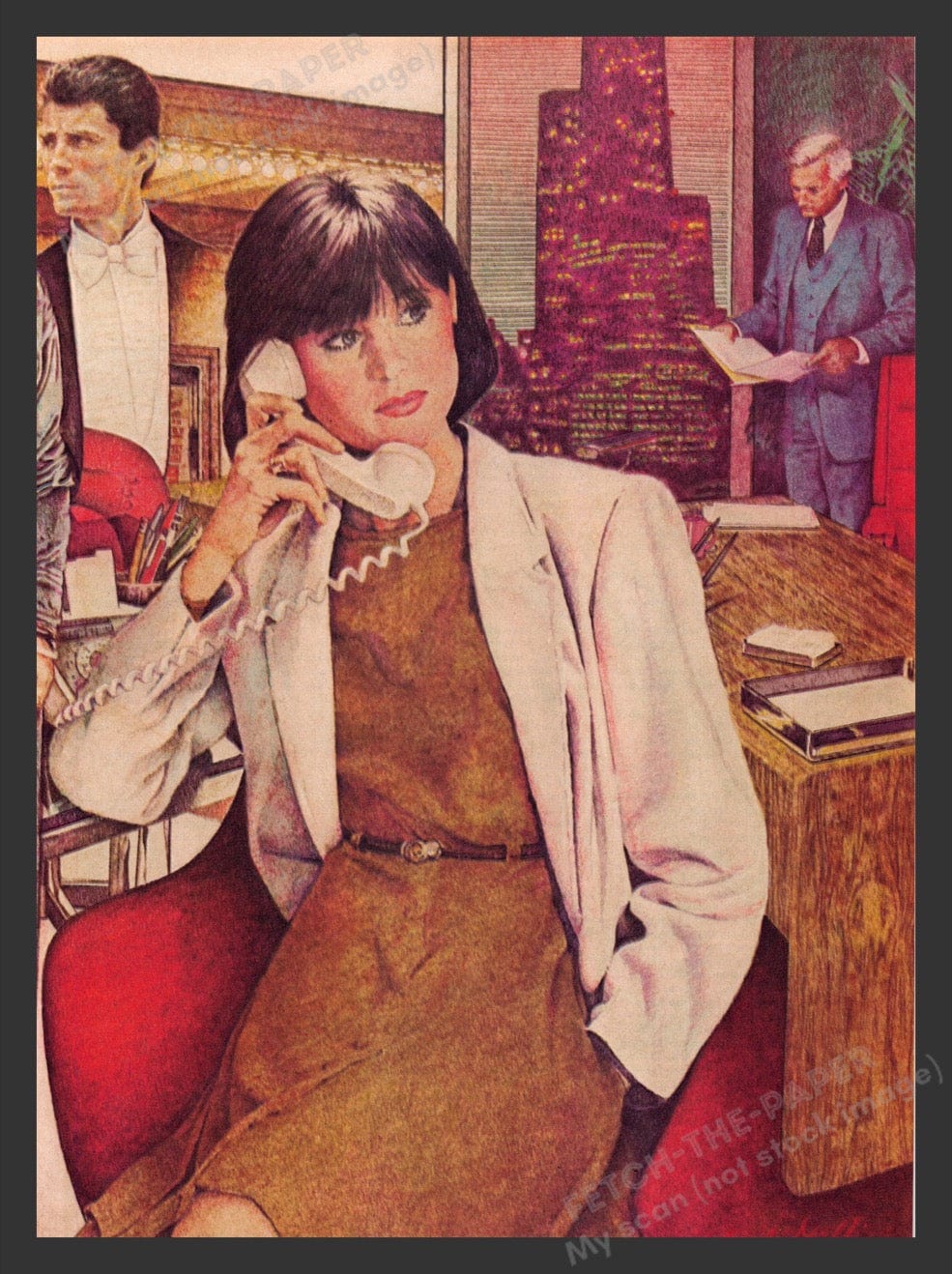 1984 Office Telephone Call Magazine Illustration - Vintage Art — Fetch ...