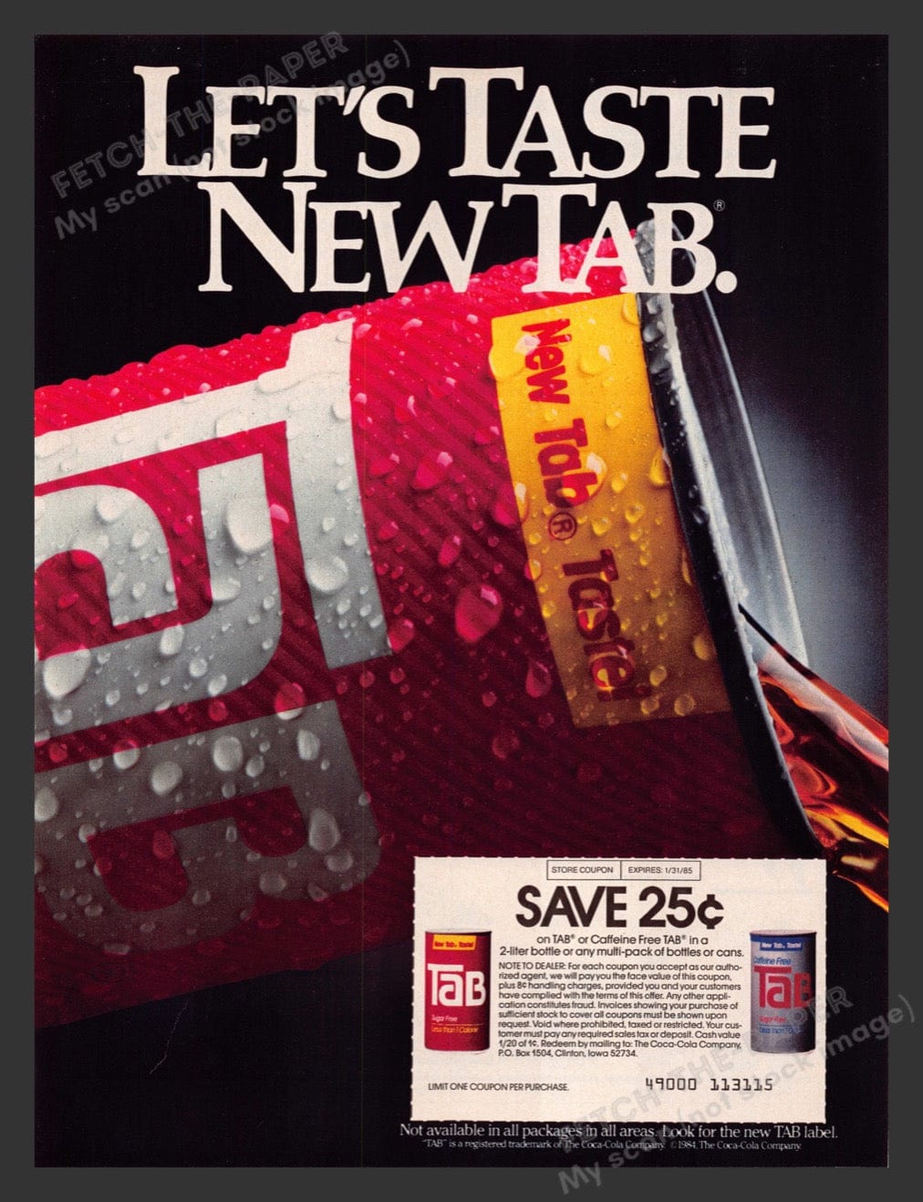 Tab Soda "Let's Taste New Tab" 1980s Print Advertisement Ad 1984 ...