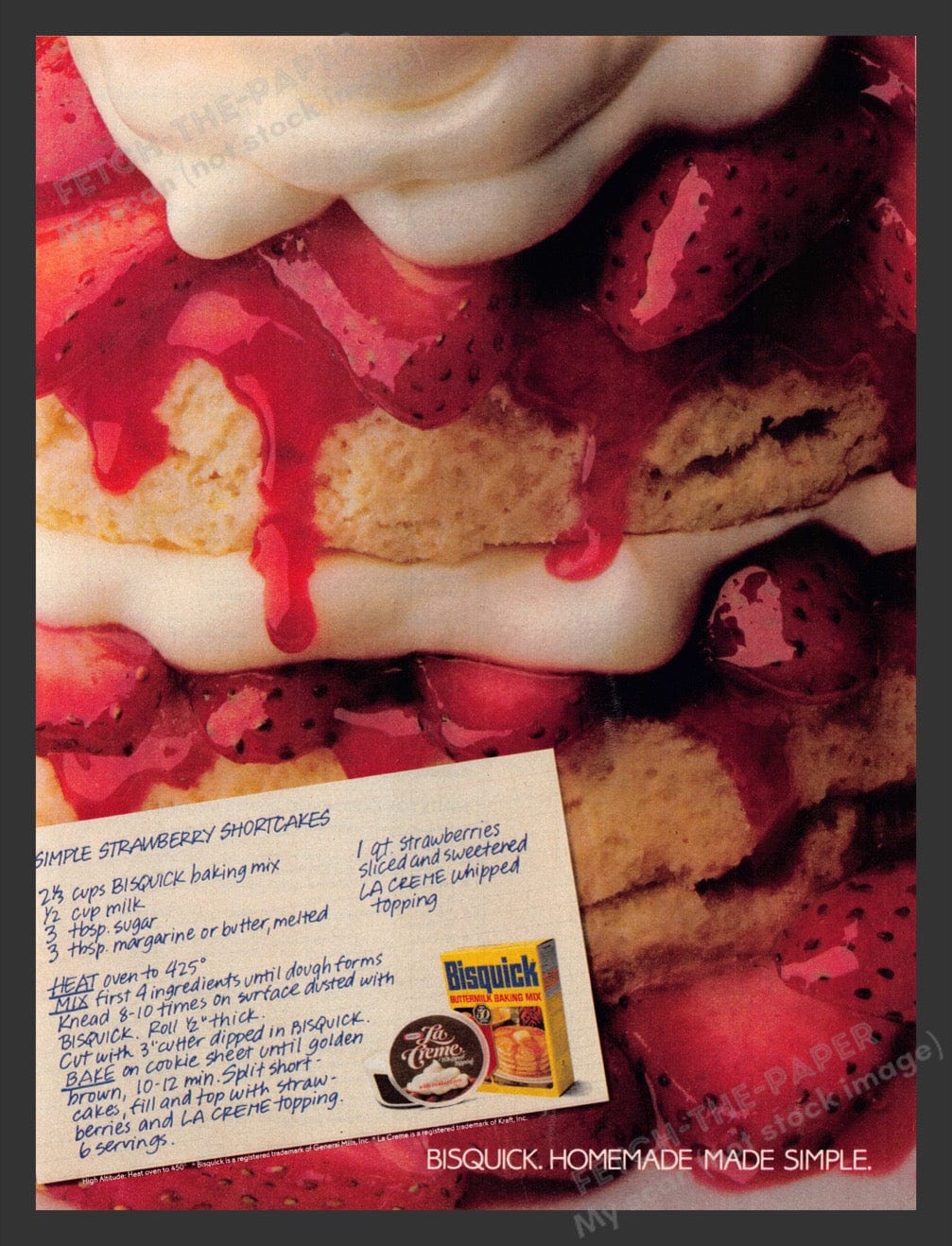 Bisquick "Simple Strawberry Shortcake" Recipe 1980s Print Advertisement ...