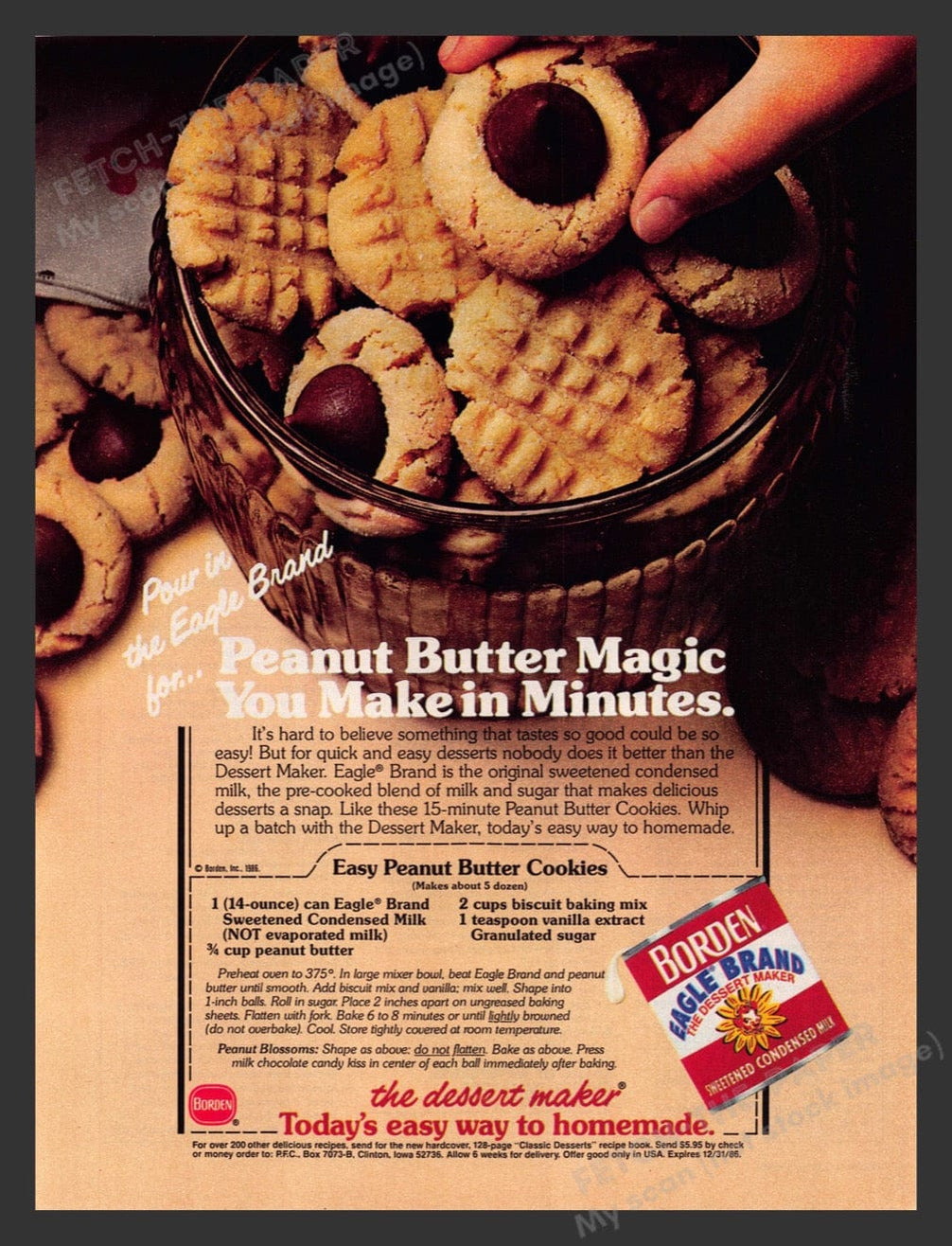 1986 Borden Eagle Brand Peanut Butter Cookie Recipe Print Advertisemen ...