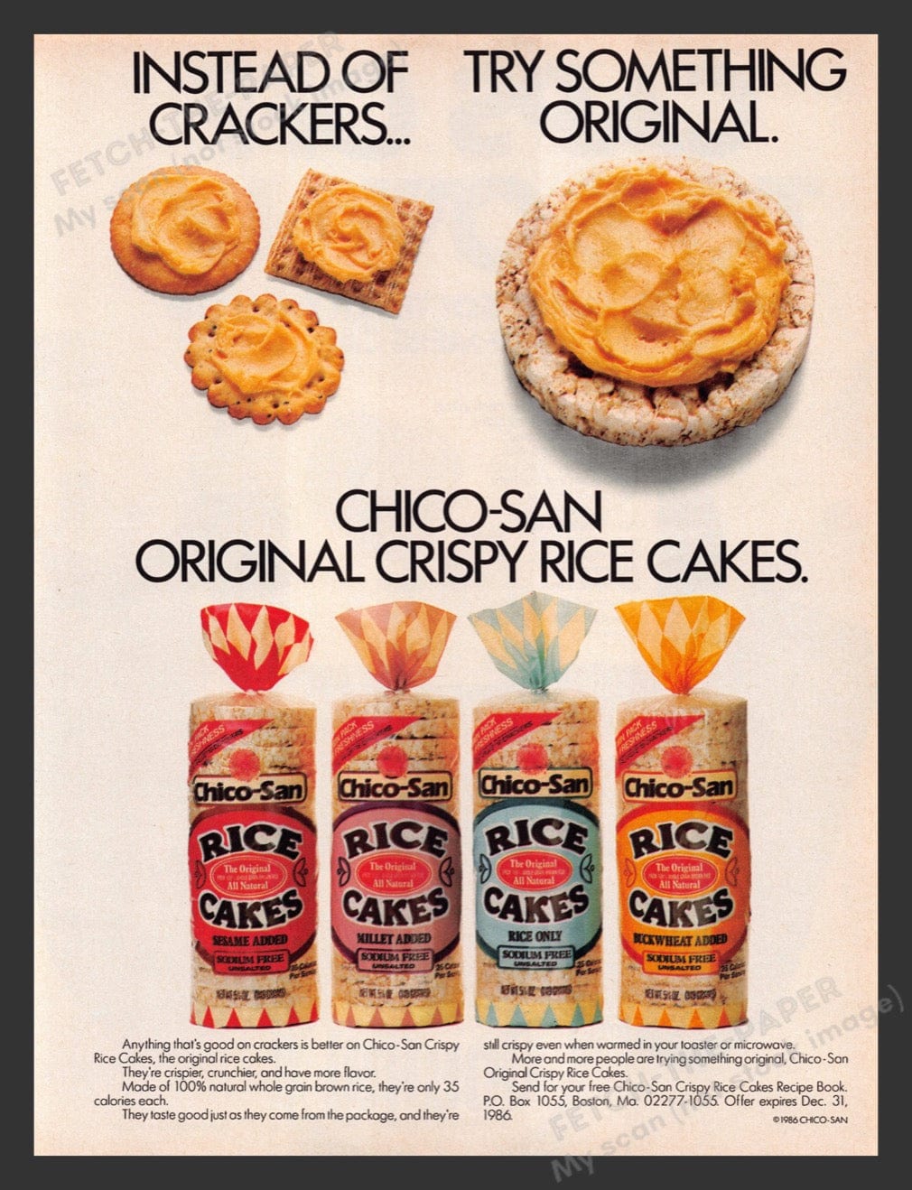 1986 Chico-san Original Crispy Rice Cakes Print Advertisement Ad ...