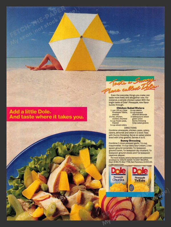 Dole Pineapple "Chicken Salad Riviera" Recipe 1980s Print Ad 1986 Legs ...