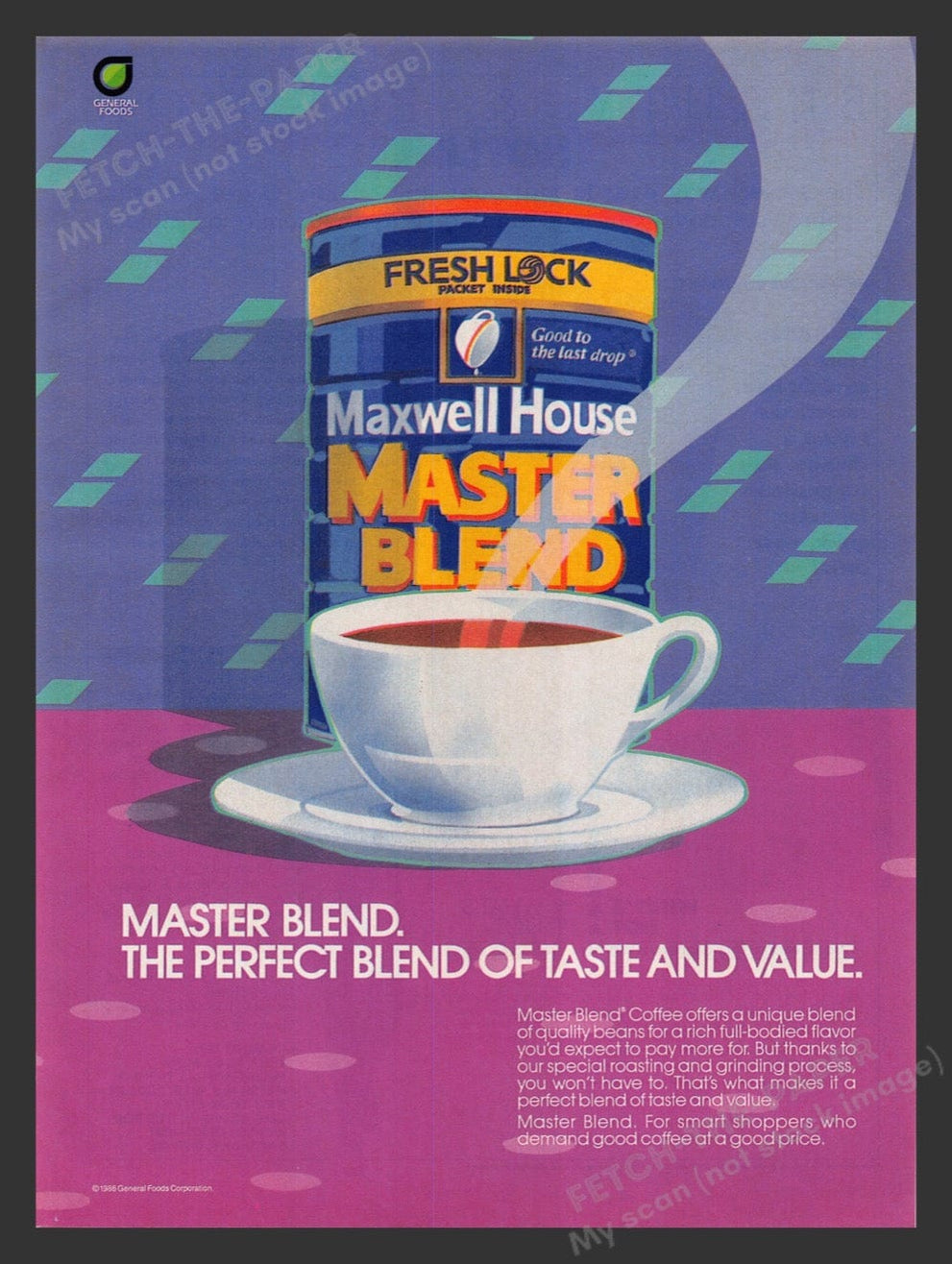Vintage 1986 Maxwell House Master Blend Coffee Ad — Fetch-the-Paper
