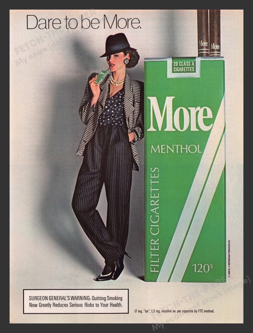 More Menthol Cigarettes 1980s Print Advertisement Ad 1986 Girl "Dare t ...