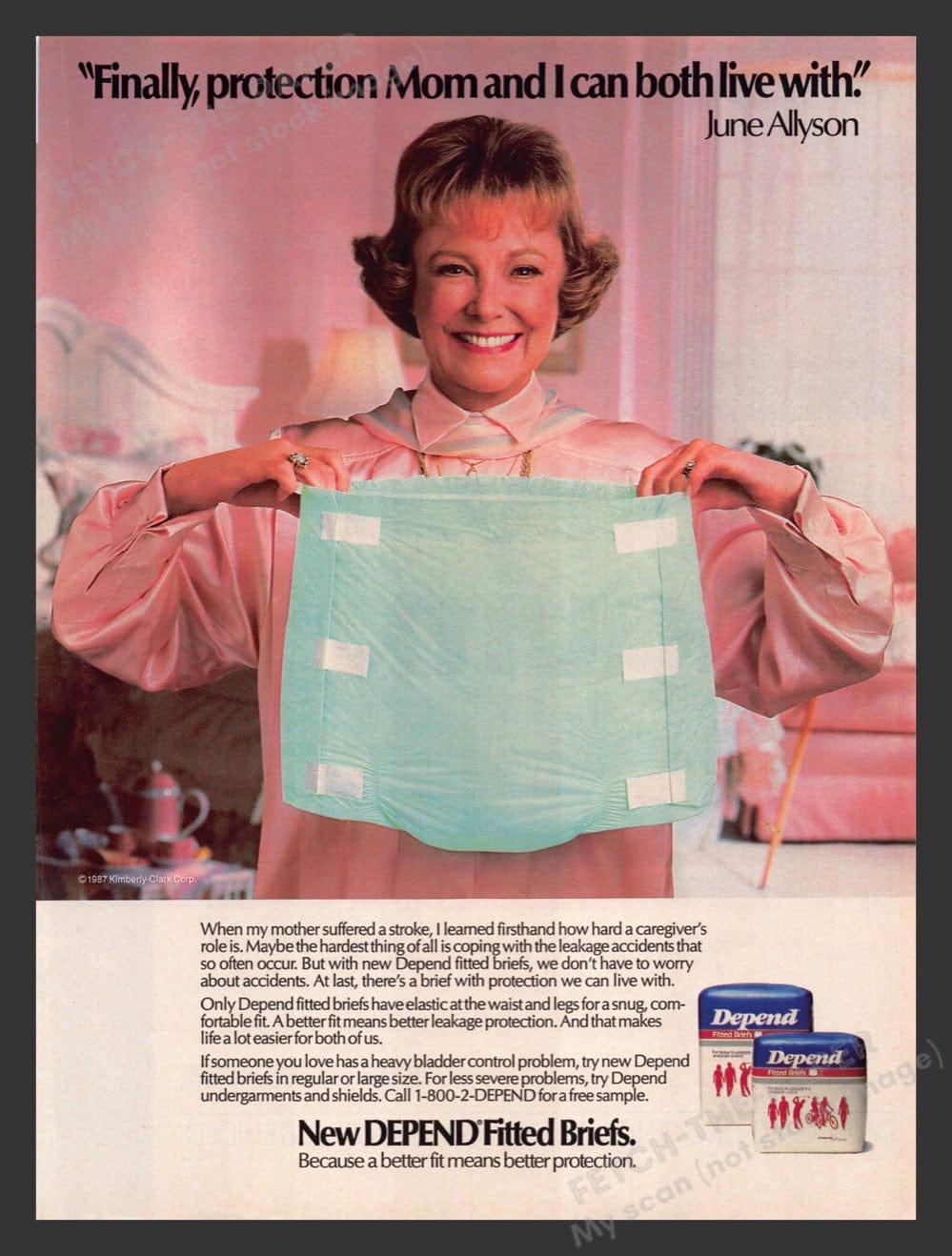 1987 Depend Adult Diapers Ad Featuring June Allyson — Fetch-the-Paper