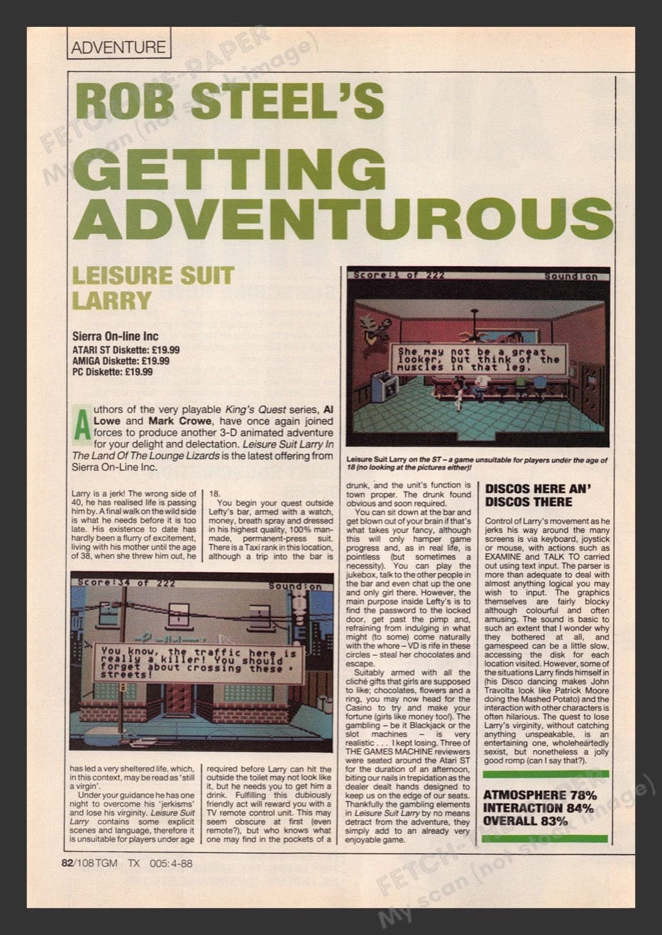 1988 Leisure Suit Larry Video Game Magazine Preview / Review — Fetch ...
