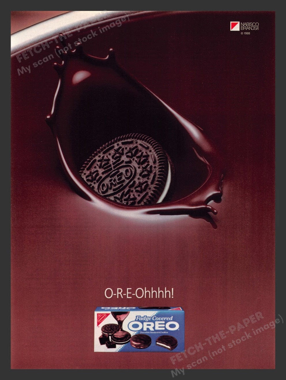 Nabisco Fudge Covered Oreo Cookie 1980s Print Advertisement Ad 1988 — Fetch-the-Paper