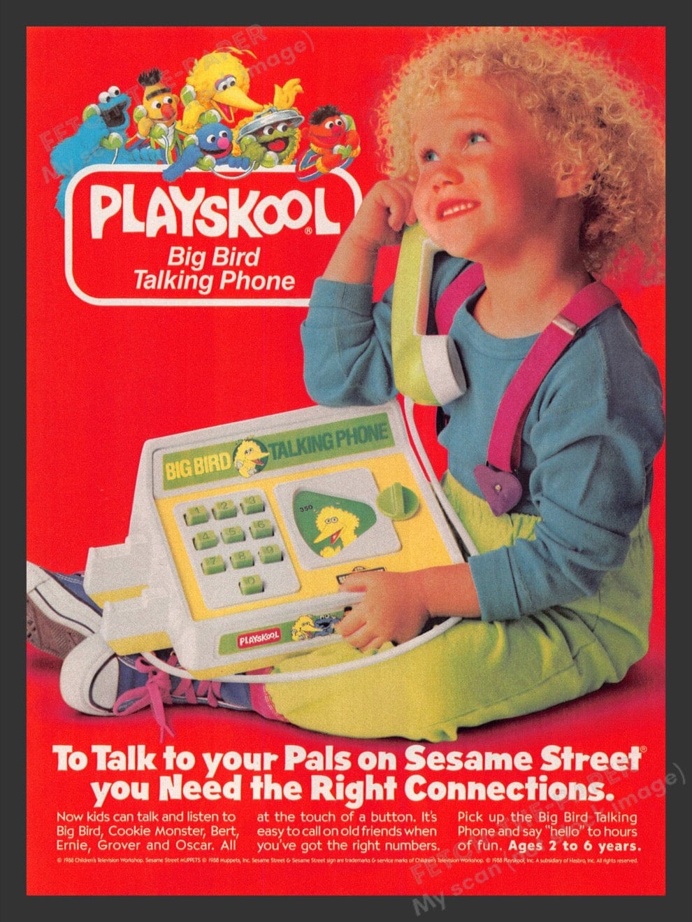 1988 Playskool Big Bird Talking Phone Toddler Toy Print Advertisement ...