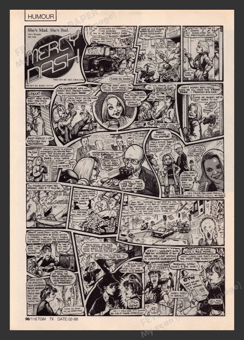 1988 U.K. Exclusive "Mercy Dash" Comic Ad by Mel Croucher — Fetch-the-Paper