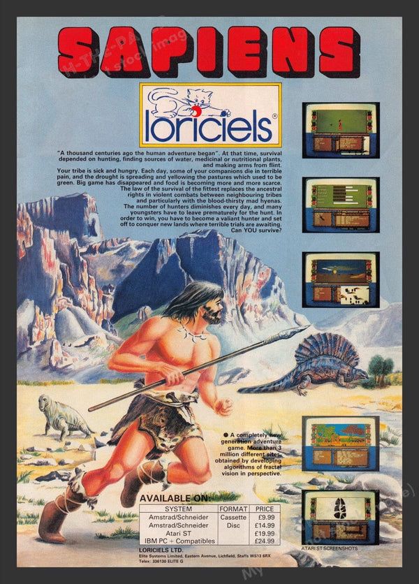 Sapiens 1980s Video Game Print Advertisement Ad 1988 U.K. Exclusive ...