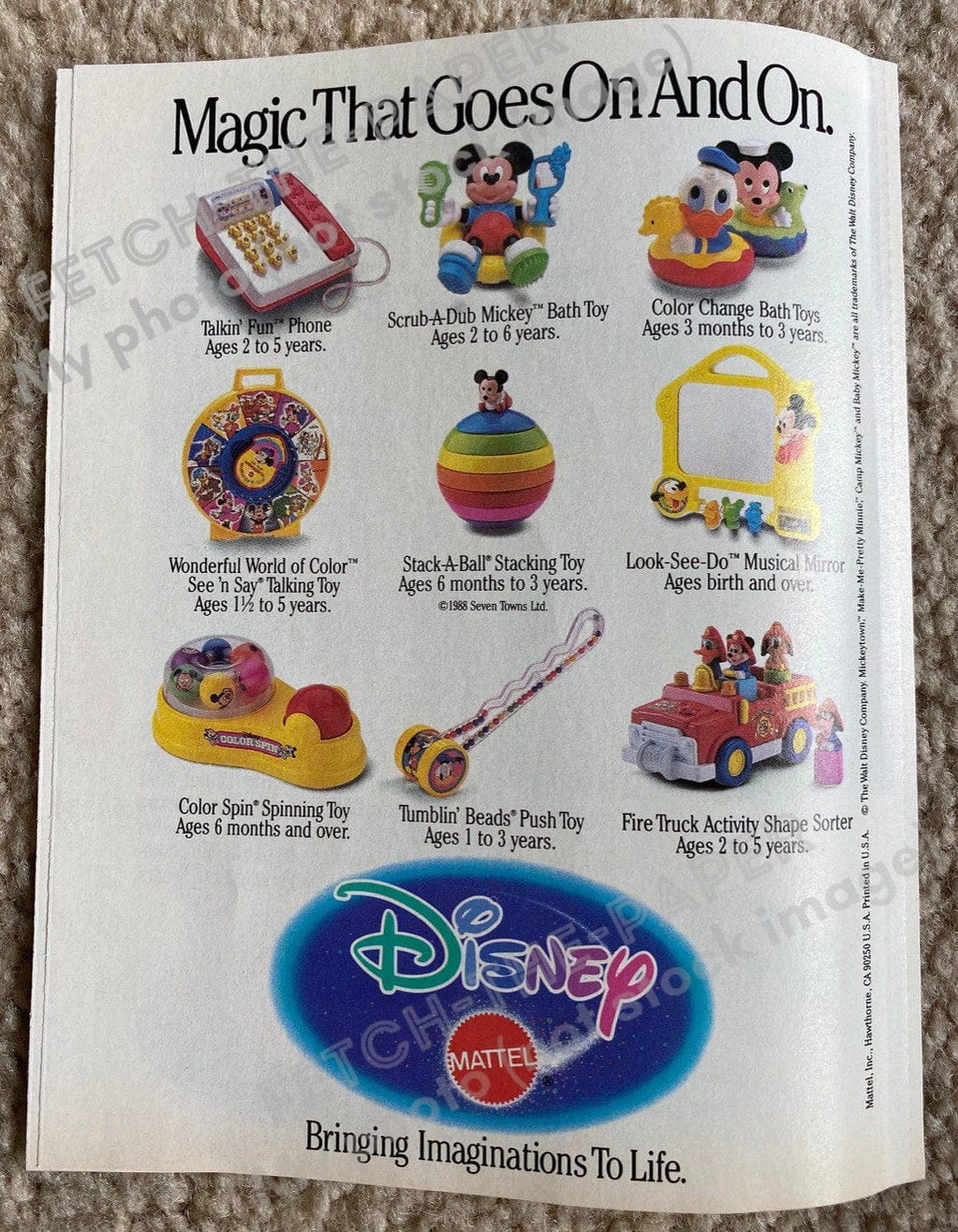 1989 Disney Mattel Toy Catalog / Small Magazine Booklet Insert — Fetch ...