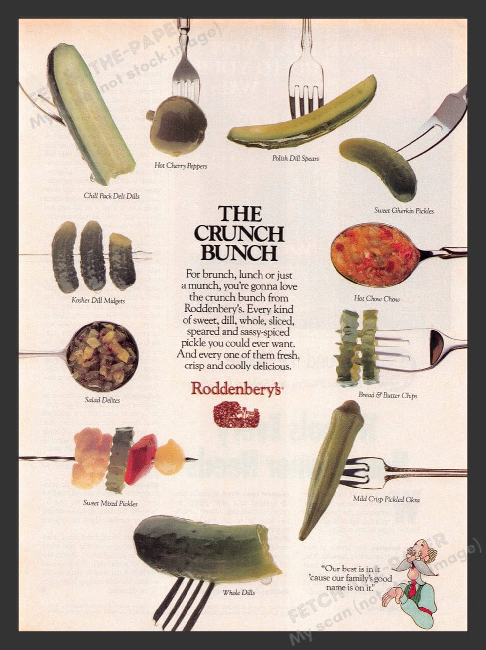 1989 Roddenbery's Pickle Print Advertisement Ad — Fetch-the-Paper