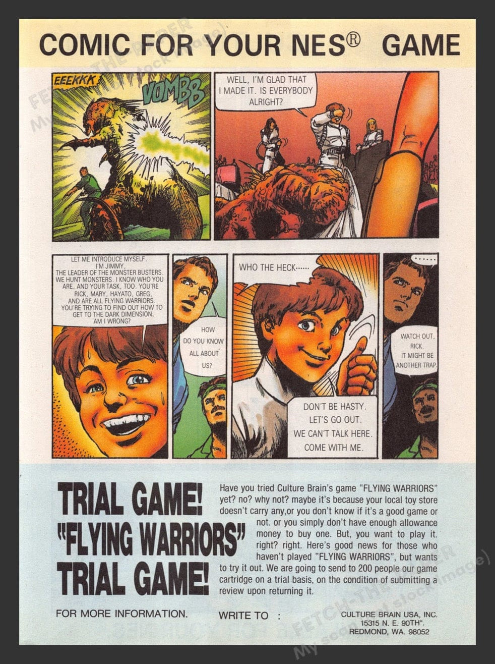 1991 Flying Warriors Video Game Comic from Magazine — Fetch-the-Paper