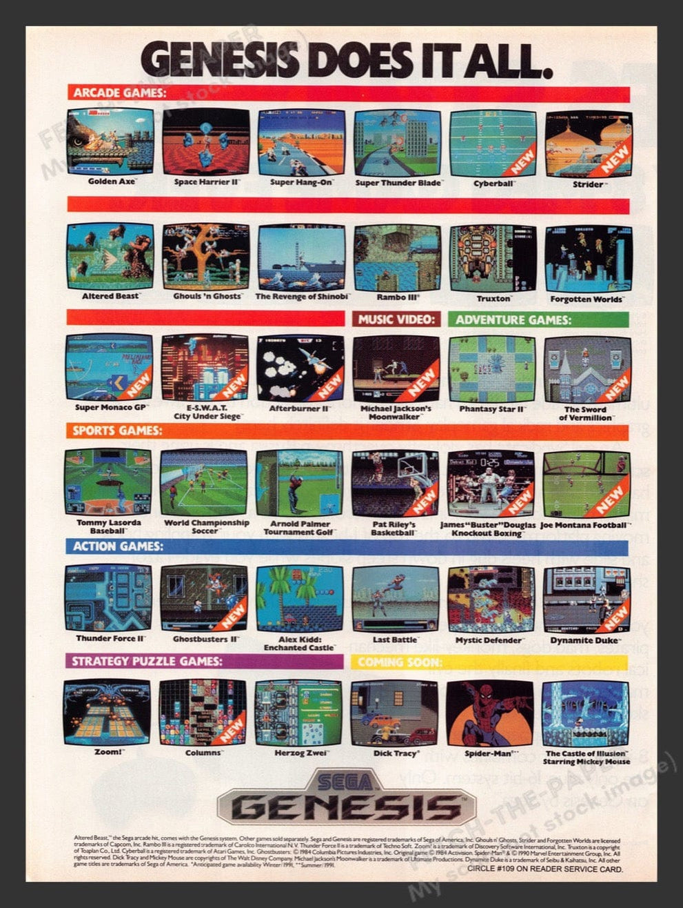 1991 Sega Genesis Does it All Video Game Print Advertisement — Fetch-the-Paper