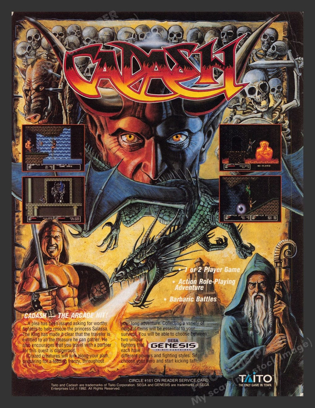 1992 Cadash Arcade Hit Video Game Print Advertisement — Fetch-the-Paper