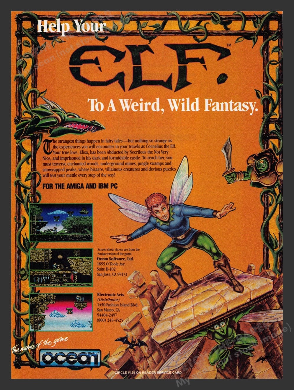 1992 Elf Video Game Print Advertisement — Fetch-the-Paper
