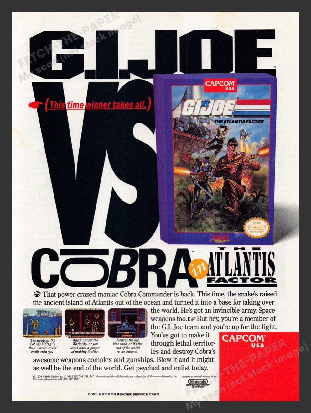 1992 G.I. Joe vs Cobra: The Atlantis Factor Video Game Print Advertisement — Fetch-the-Paper