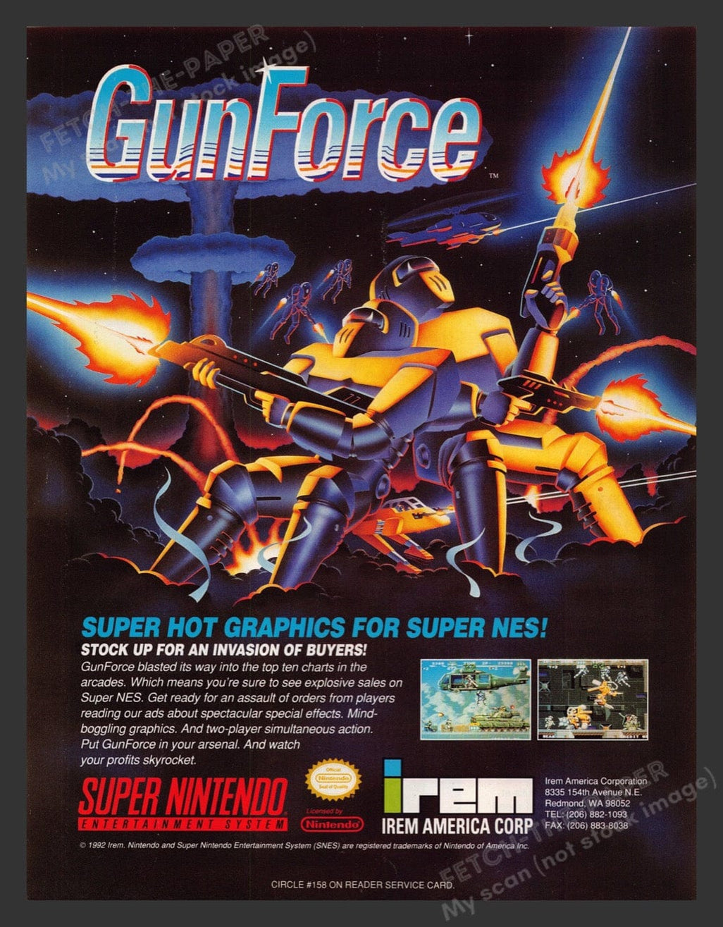 1992 GunForce Video Game Print Advertisement — Fetch-the-Paper