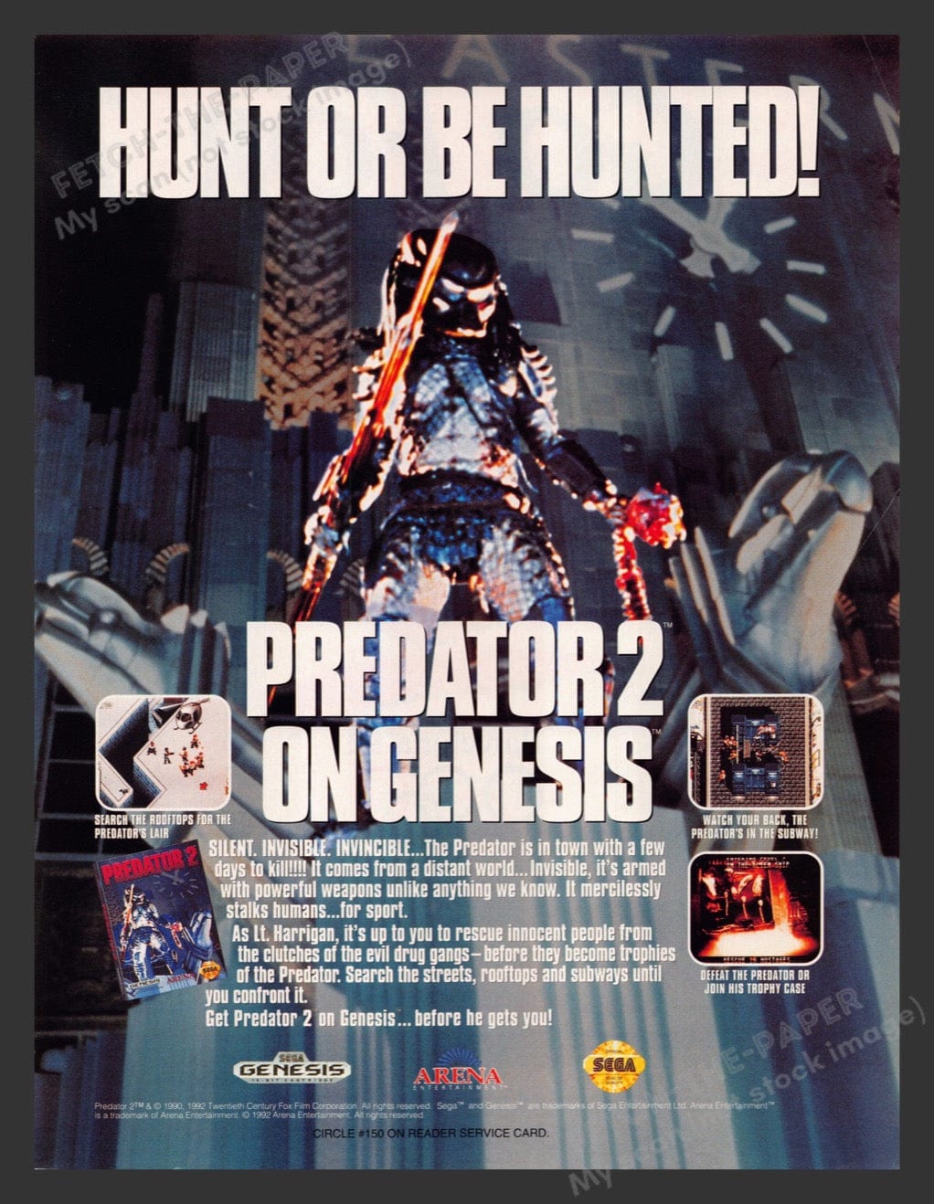 1992 Predator 2 Video Game Print Advertisement — Fetch-the-Paper