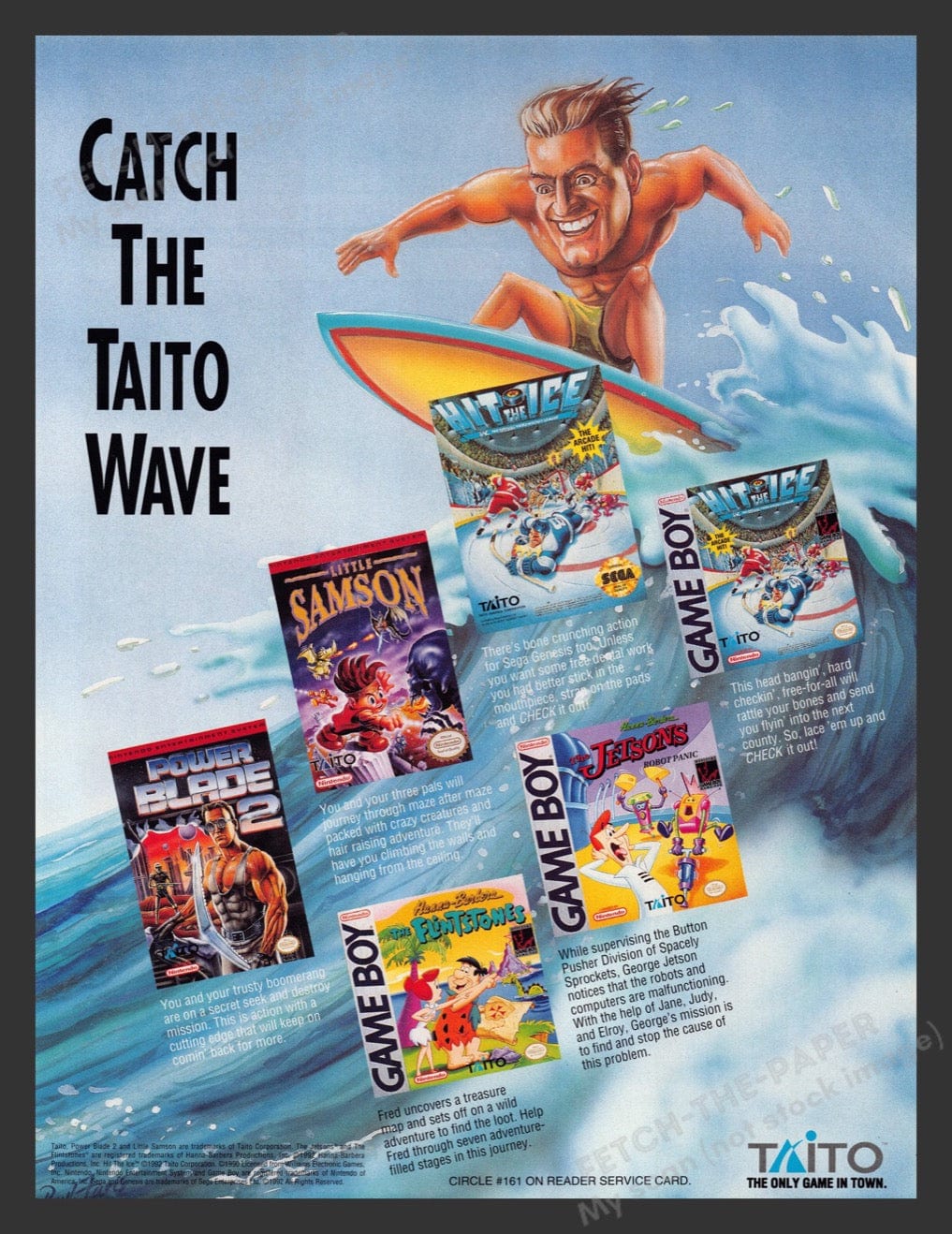 1992 Taito Wave Video Game Print Advertisement — Fetch-the-Paper