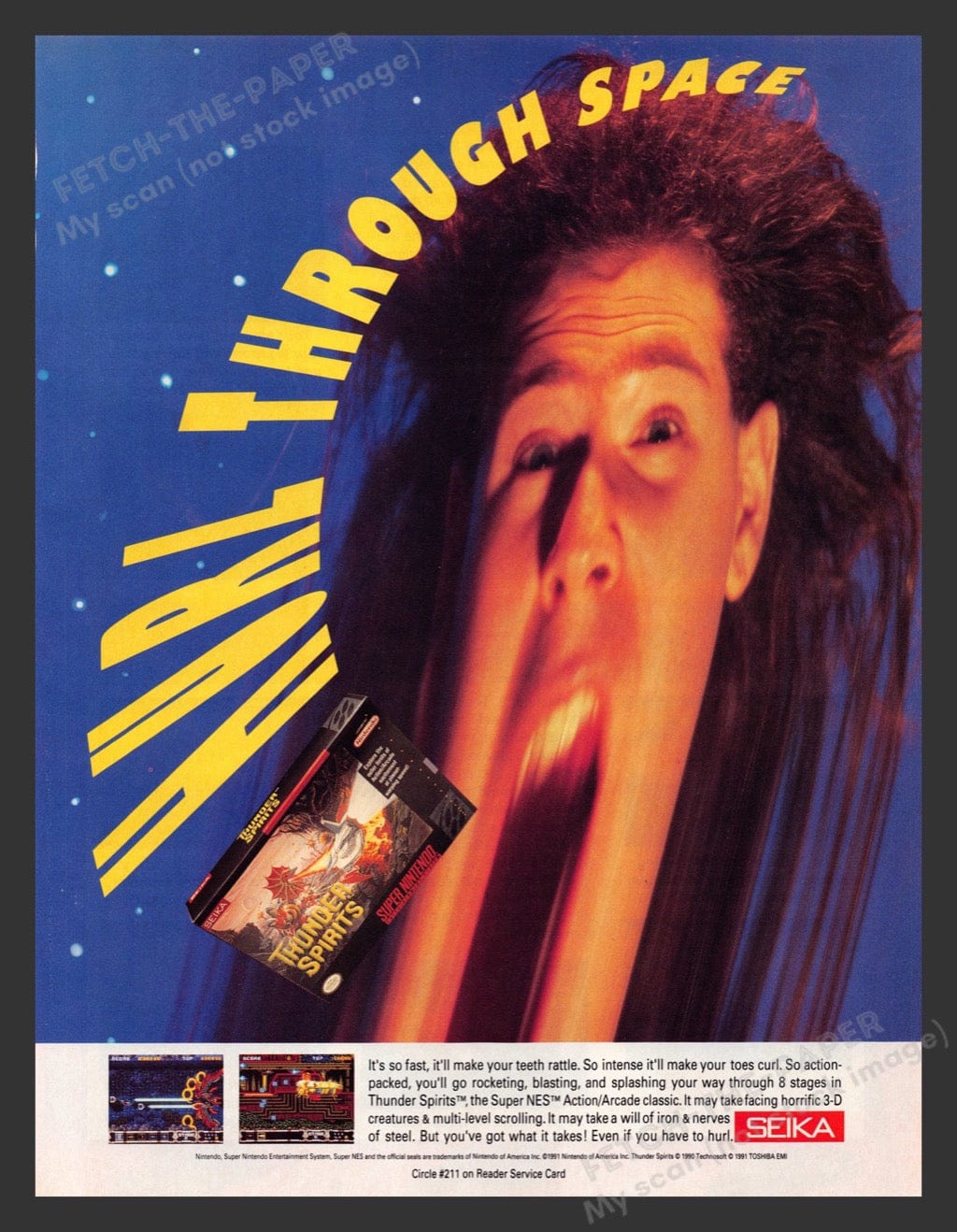 1992 Thunder Spirits Video Game Print Advertisement — Fetch-the-Paper