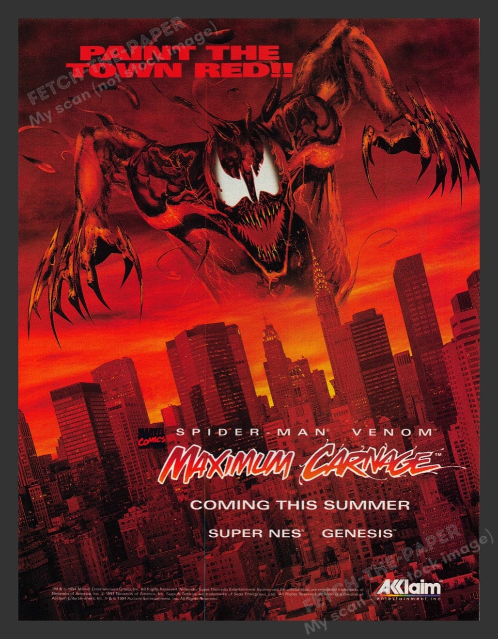 1994 Maximum Carnage Video Game Print Advertisement — Fetch-the-Paper