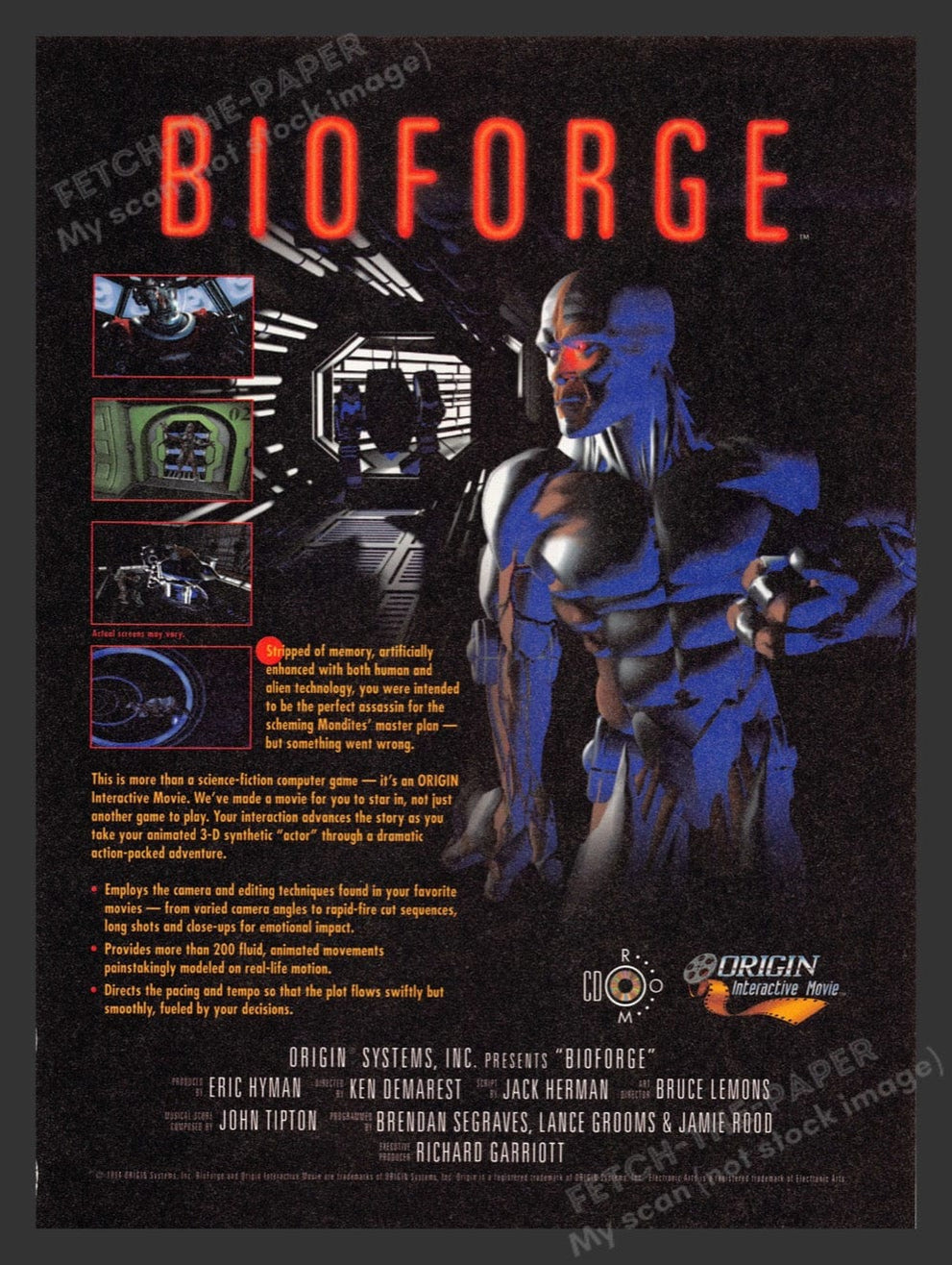1995 BioForge Video Game Print Advertisement — Fetch-the-Paper
