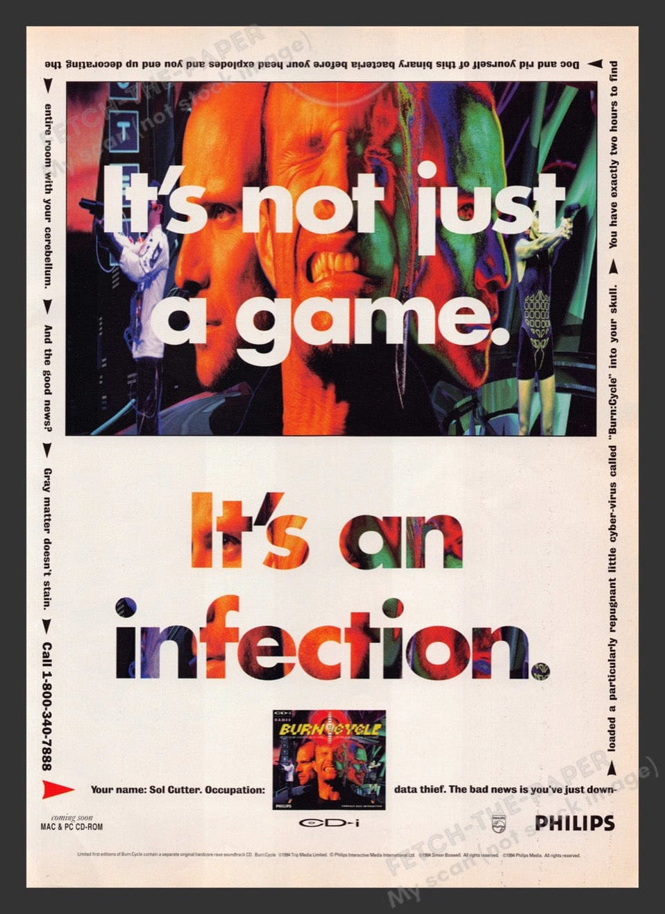 1995 Burn Cycle Video Game Print Advertisement — Fetch-the-Paper