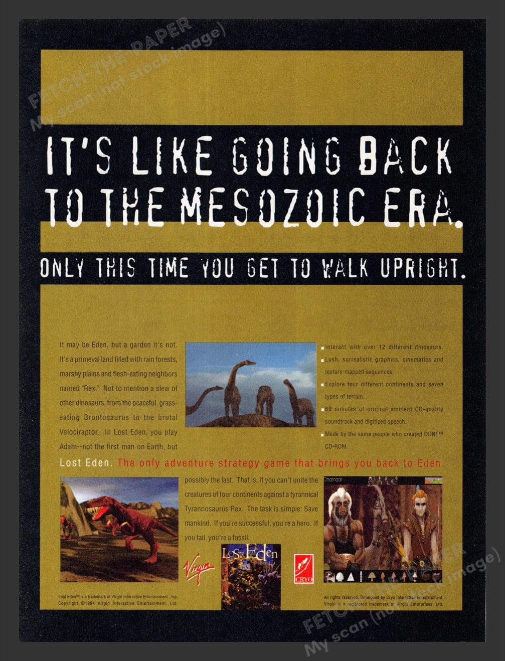 1995 Lost Eden Mesozoic Era Video Game Print Advertisement — Fetch-the-Paper