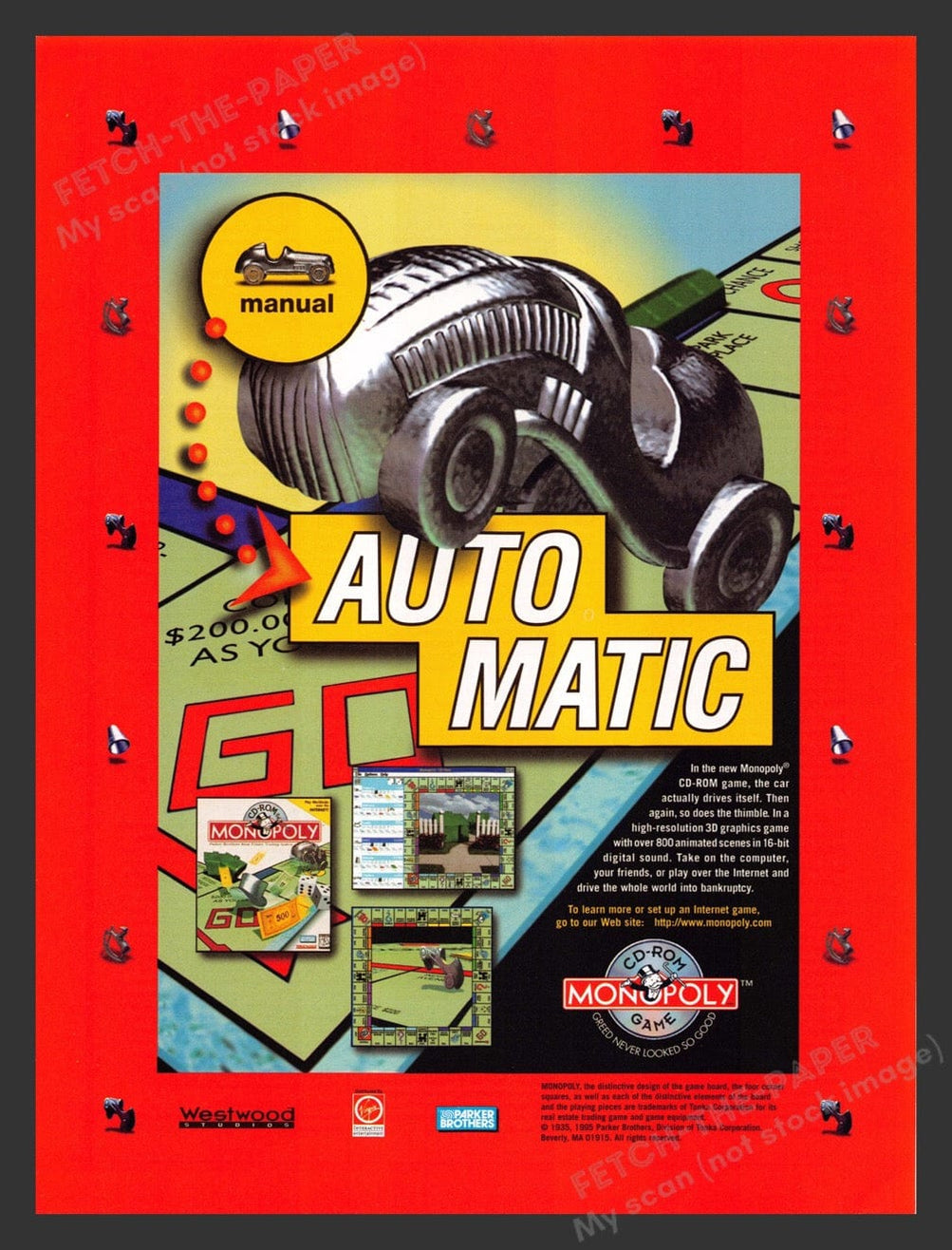 1995 Monopoly Automatic Car Token Video Game Print Advertisement — Fetch-the-Paper