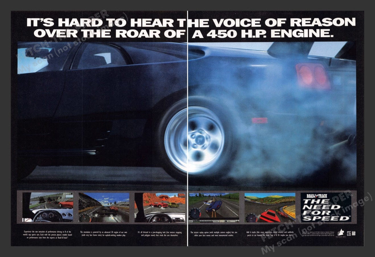 1995 Road & Track The Need for Speed Video Game Print Advertisement (2 ...