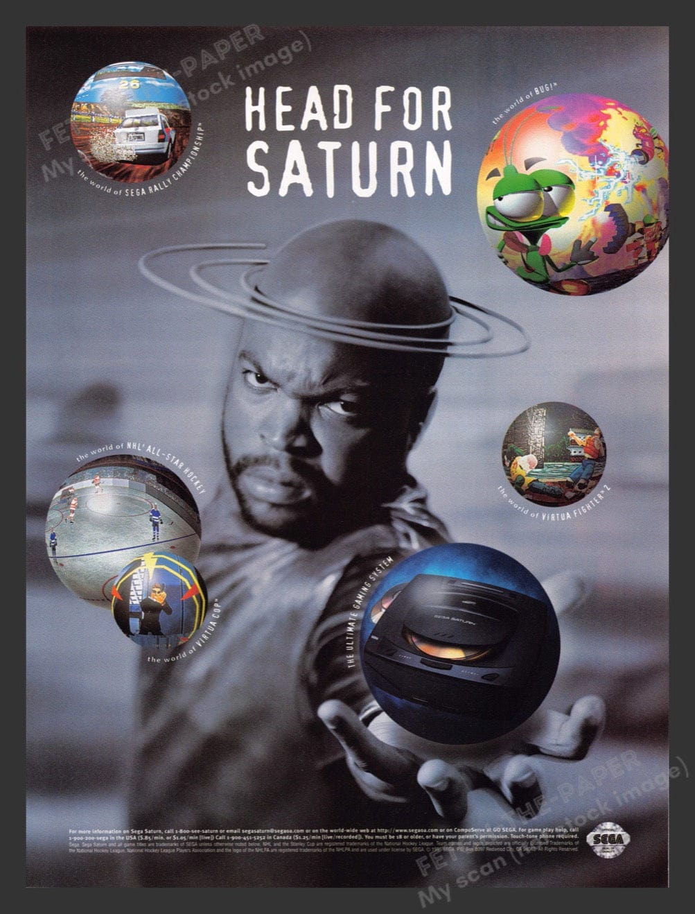 1995 Sega Head for Saturn Ice Cube Rapper Video Game Print Advertiseme ...