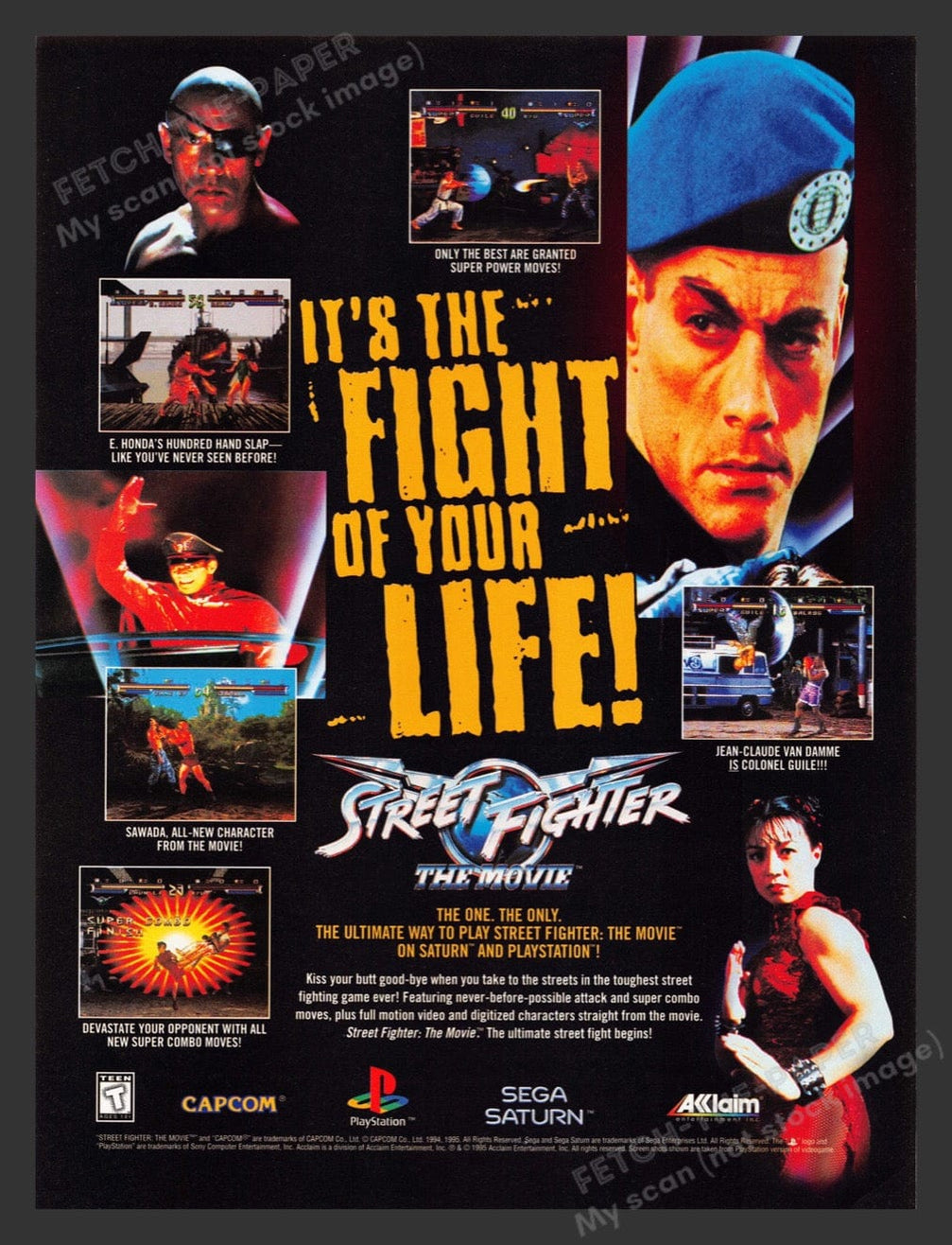 1995 Street Fighter The Movie Video Game Print Advertisement — Fetch-the-Paper