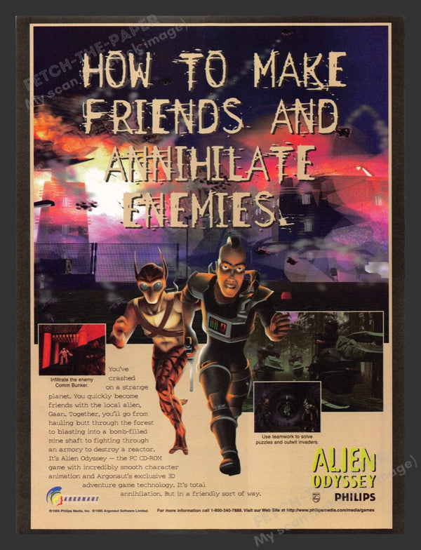 1996 Alien Odyssey Video Game Print Advertisement — Fetch-the-Paper